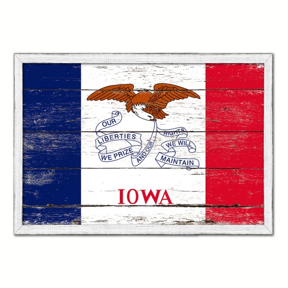 Iowa State Vintage Flag Canvas Print With Custom Picture White - Etsy