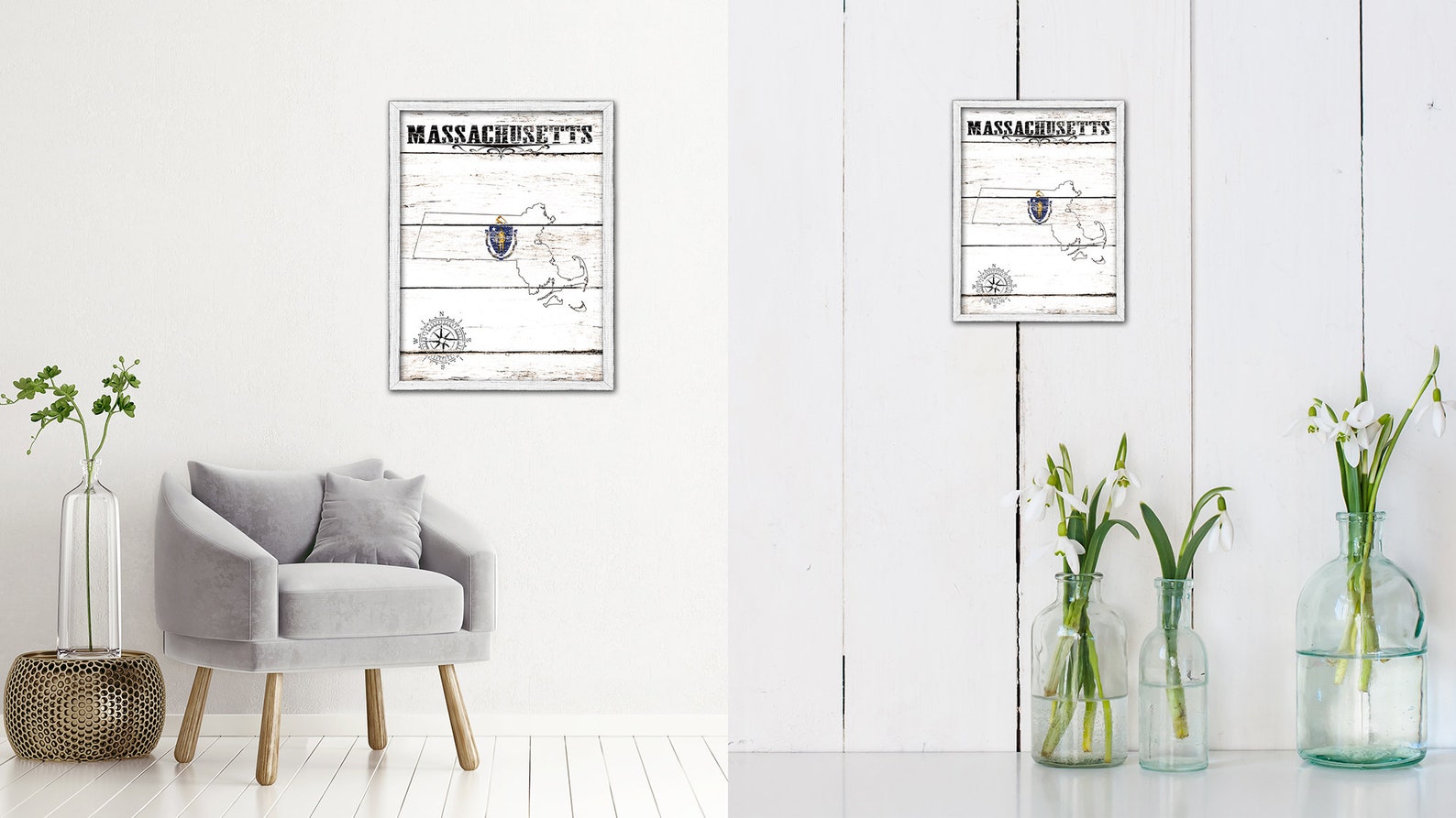 Massachusetts State Vintage Flag Gifts Home Decor Wall Art - Etsy