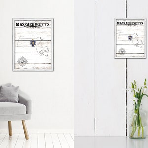 Massachusetts State Vintage Flag Gifts Home Decor Wall Art Canvas Print ...