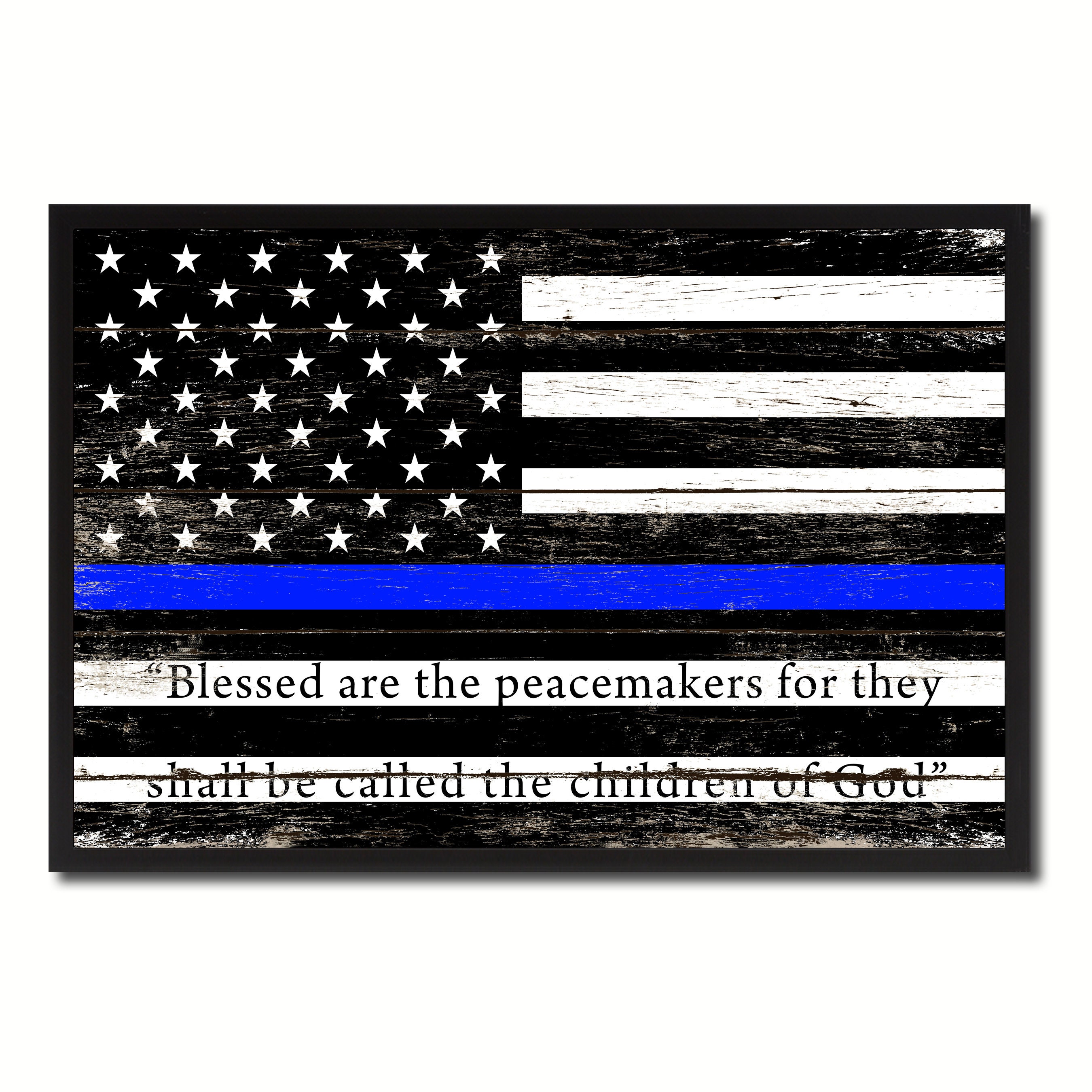 Law Enforcement Thin Blue Line USA Flag White Wash Wood or - Etsy