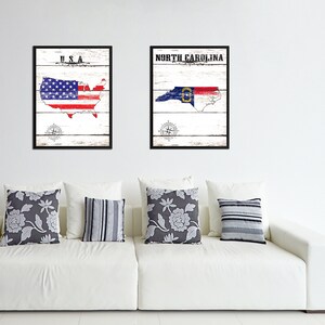 North Carolina State Vintage Flag Gifts Home Decor Wall Art Canvas ...