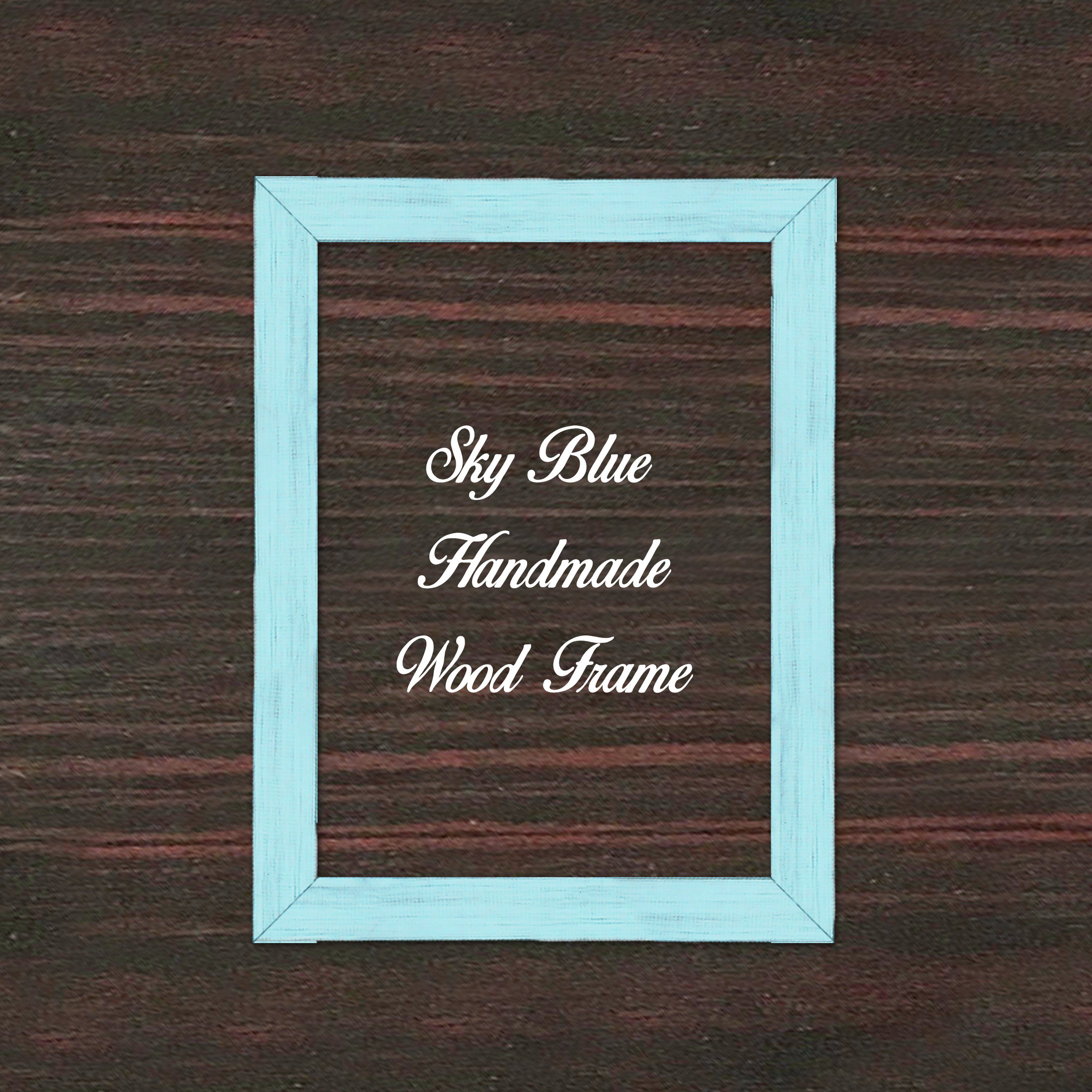 Sky Blue Wood Frame Picture Photo Poster Canvas Art | Etsy
