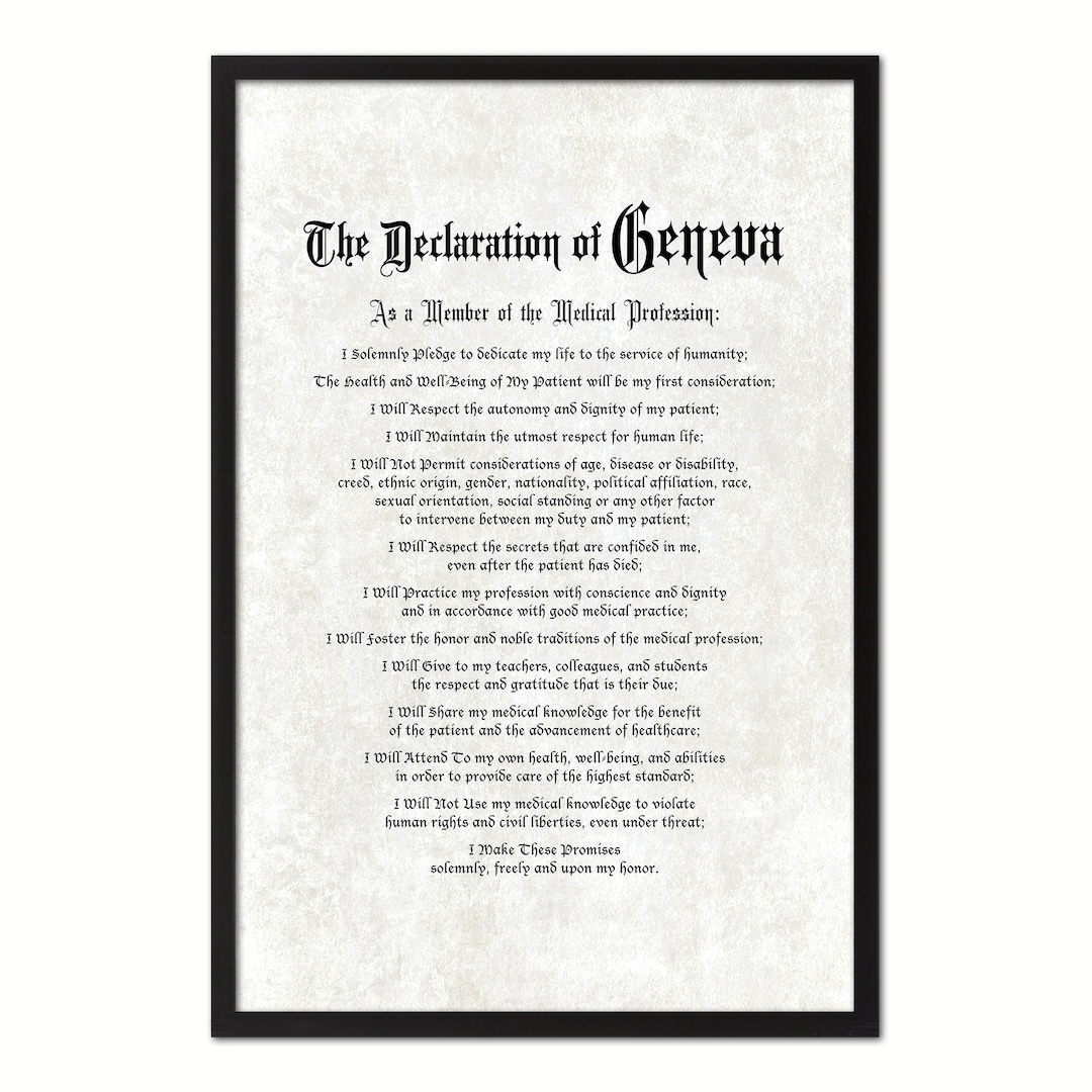 Geneva Medical Oath, Hippocratic Oath, Medical Gifts, Gift for Doctor ...
