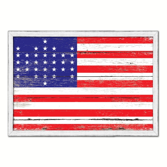 Union Civil War 33 Stars Military Flag White Wash Wood Frame - Etsy ...