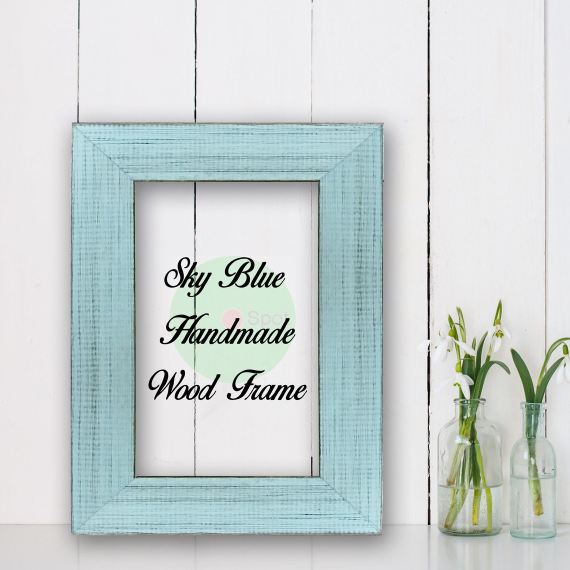 Aqua Sky Wood Frame Cottage Beach Decor Wood Frame Perfect - Etsy