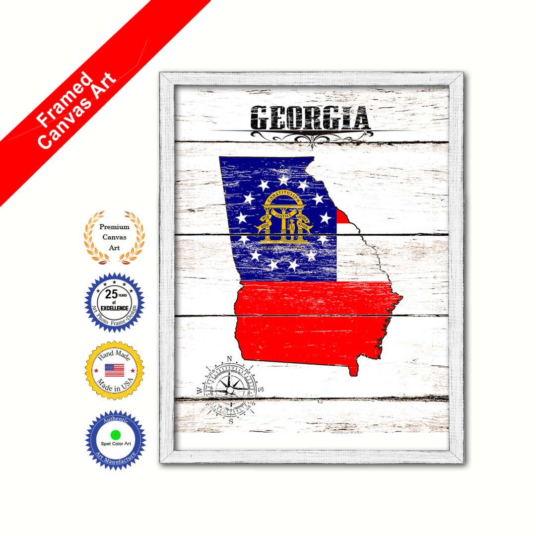 Georgia State Vintage Flag Gifts Home Decor Wall Art Canvas Print With ...