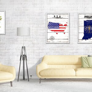 Indiana State Vintage Flag Gifts Home Decor Wall Art Canvas Print With ...
