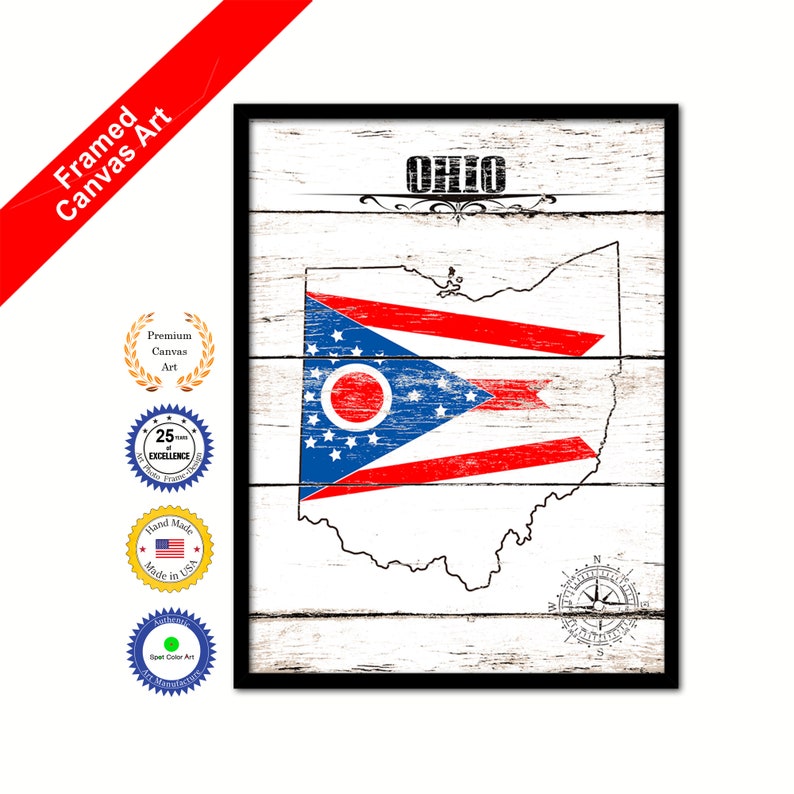 Ohio State Vintage Flag Gifts Home Decor Wall Art Canvas Print - Etsy