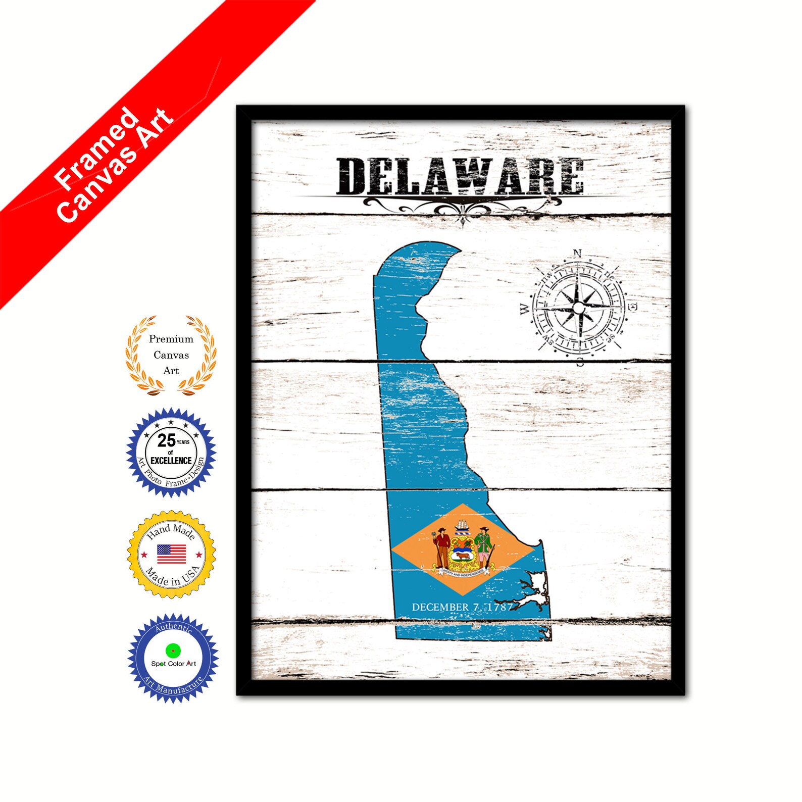 Delaware State Vintage Flag Gifts Home Decor Wall Art Canvas - Etsy