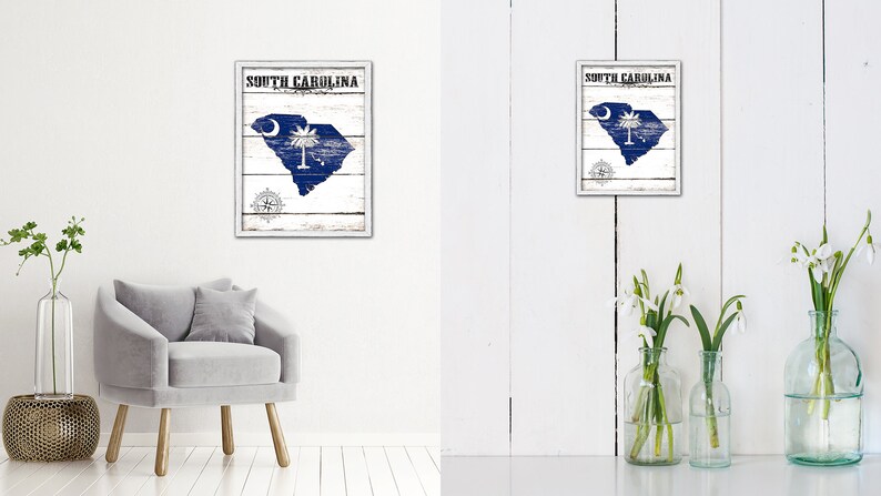 South Carolina State Vintage Flag Gifts Home Decor Wall Art Canvas ...
