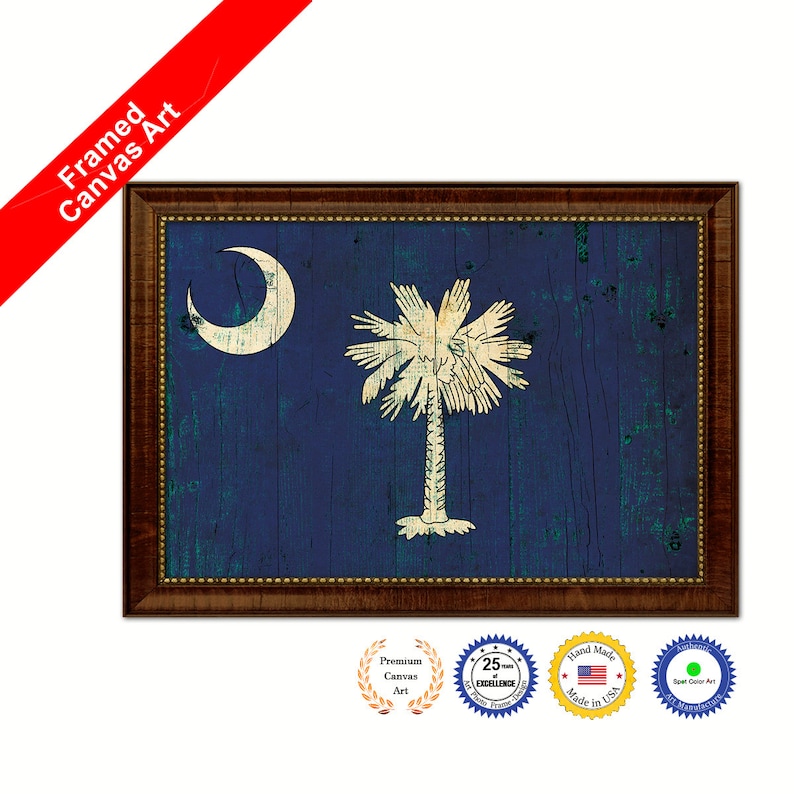 South Carolina Vintage Flag Gifts Home Decor Wall Art - Etsy