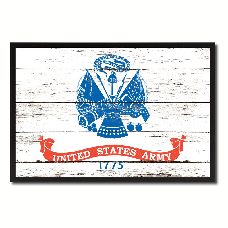 US Army 1775 Military Flag White Wash Wood or Black Frame Cottage ...