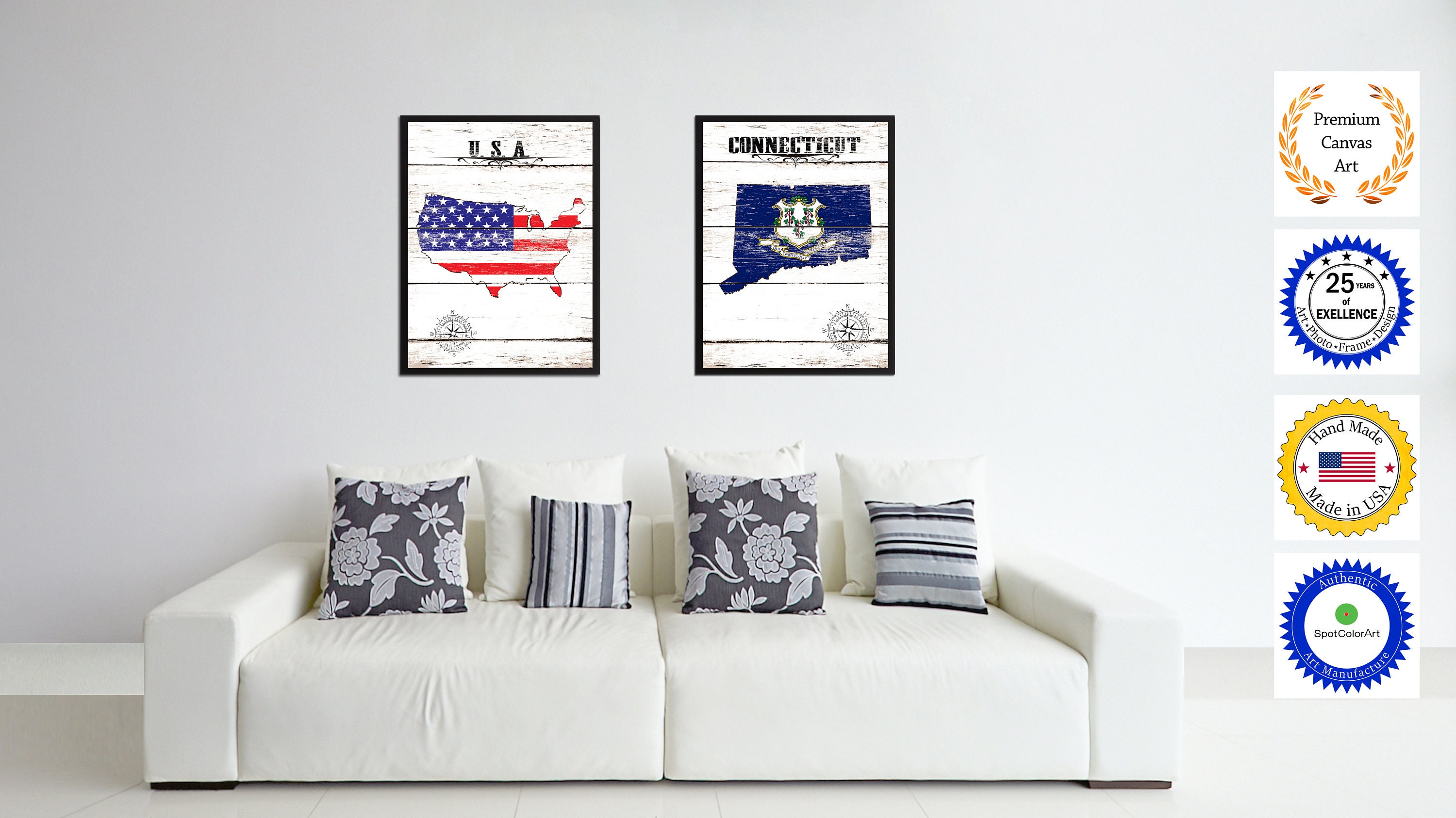 Connecticut State Vintage Flag Gifts Home Decor Wall Art - Etsy