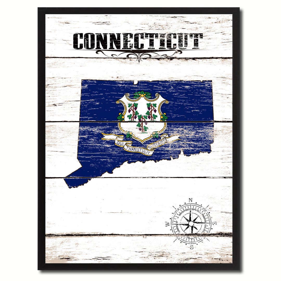 Connecticut State Vintage Flag Gifts Home Decor Wall Art Canvas Print ...