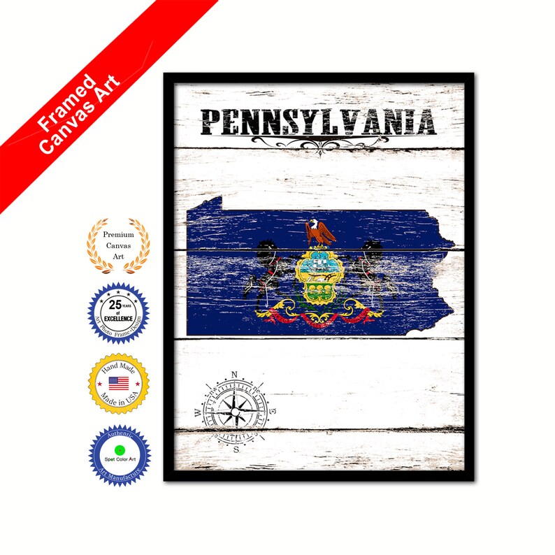 Pennsylvania State Vintage Flag Gifts Home Decor Wall Art | Etsy