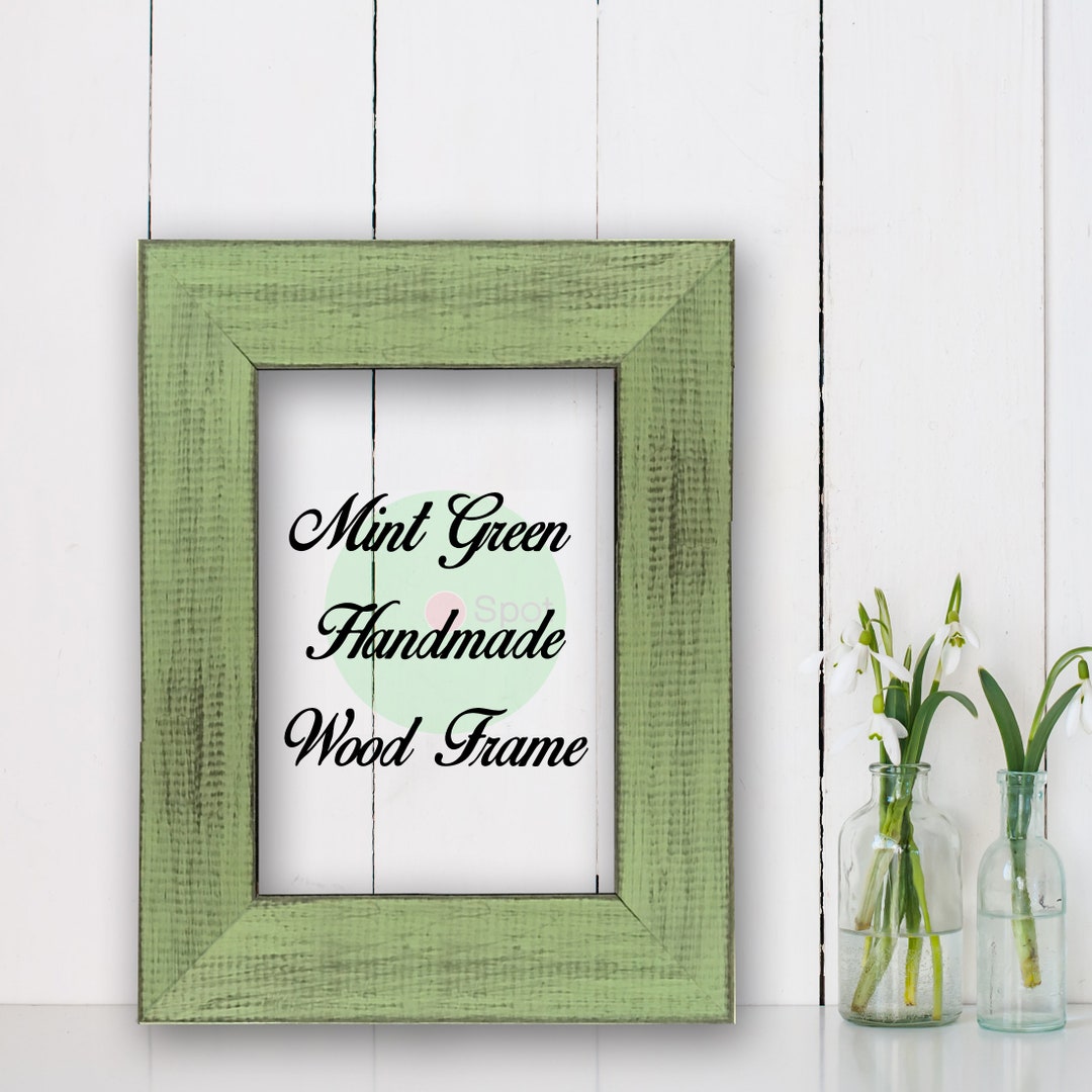 Mint Green Wood Frame, Cottage Beach Decor, Wood Frame, Perfect for ...