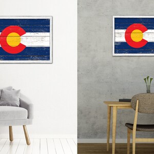 Colorado State Vintage Flag Canvas Print With Custom Picture White Wash ...
