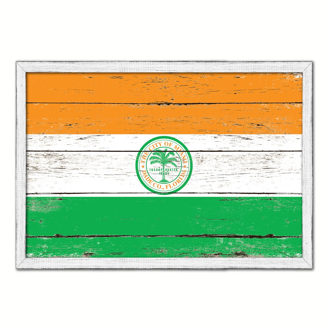 Miami City Florida State Flag Canvas Print Home Decor Wall Art ...