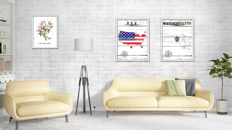 Massachusetts State Vintage Flag Gifts Home Decor Wall Art - Etsy