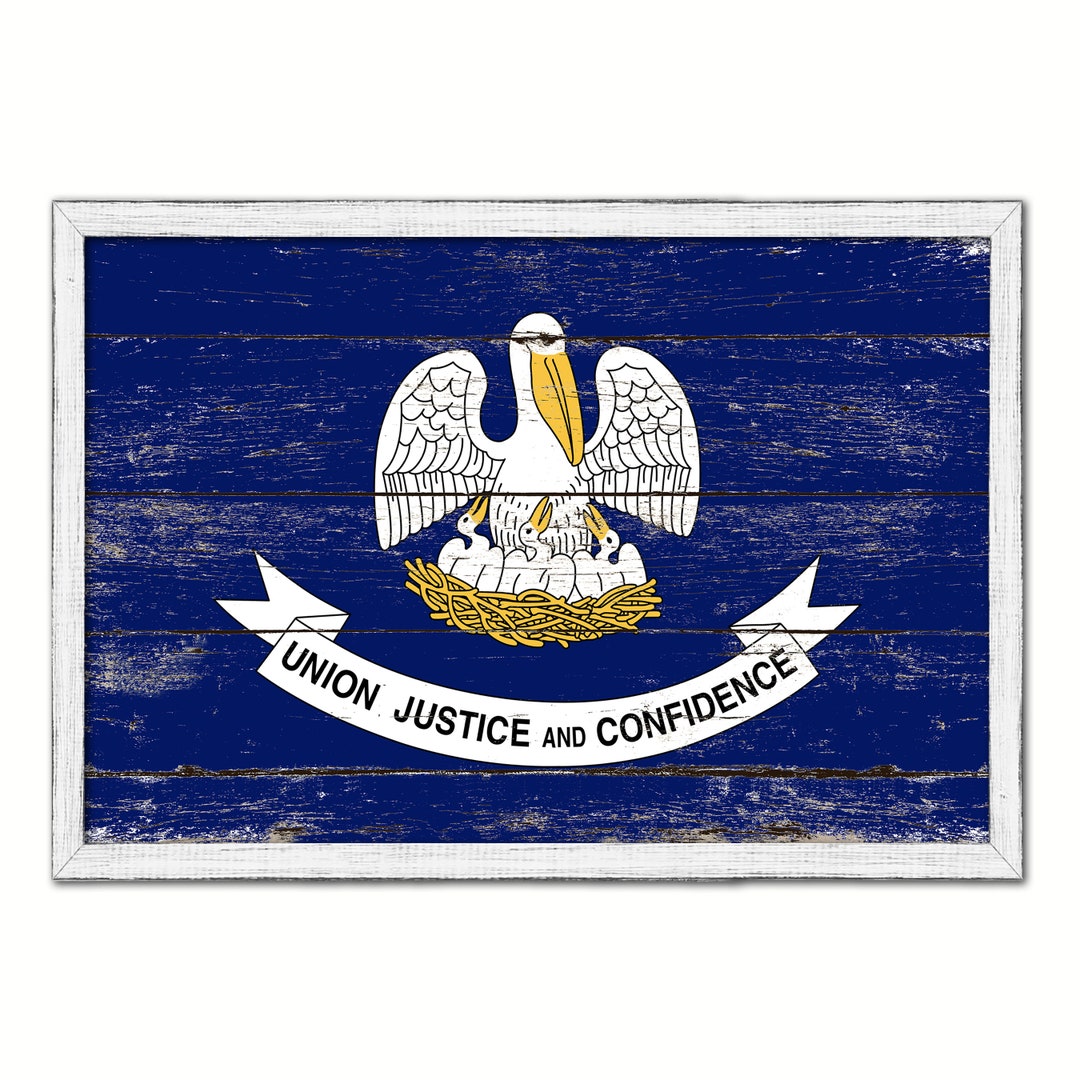 Louisiana State Vintage Flag Canvas Print With Custom Picture White ...