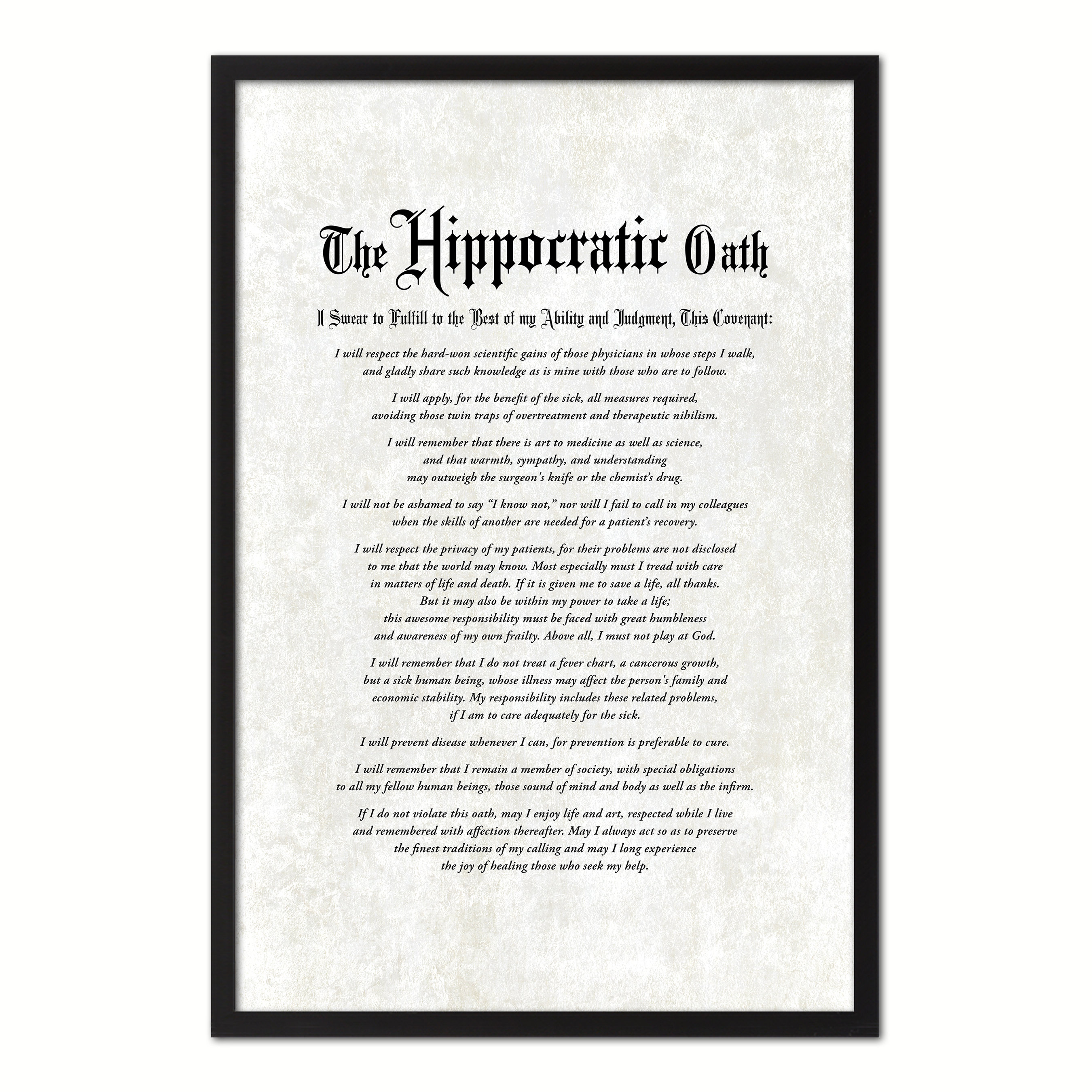 Hippocratic Medical Oath, Canvas Print With Picture Frame Home Decor ...
