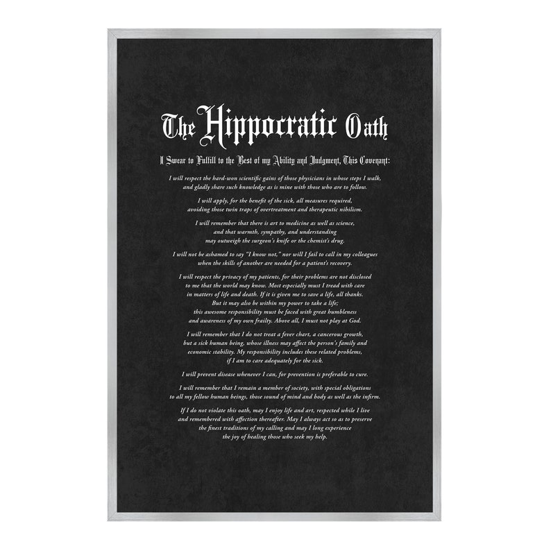 Hippocratic Medical Oath, Canvas Print With Picture Frame Home Decor ...