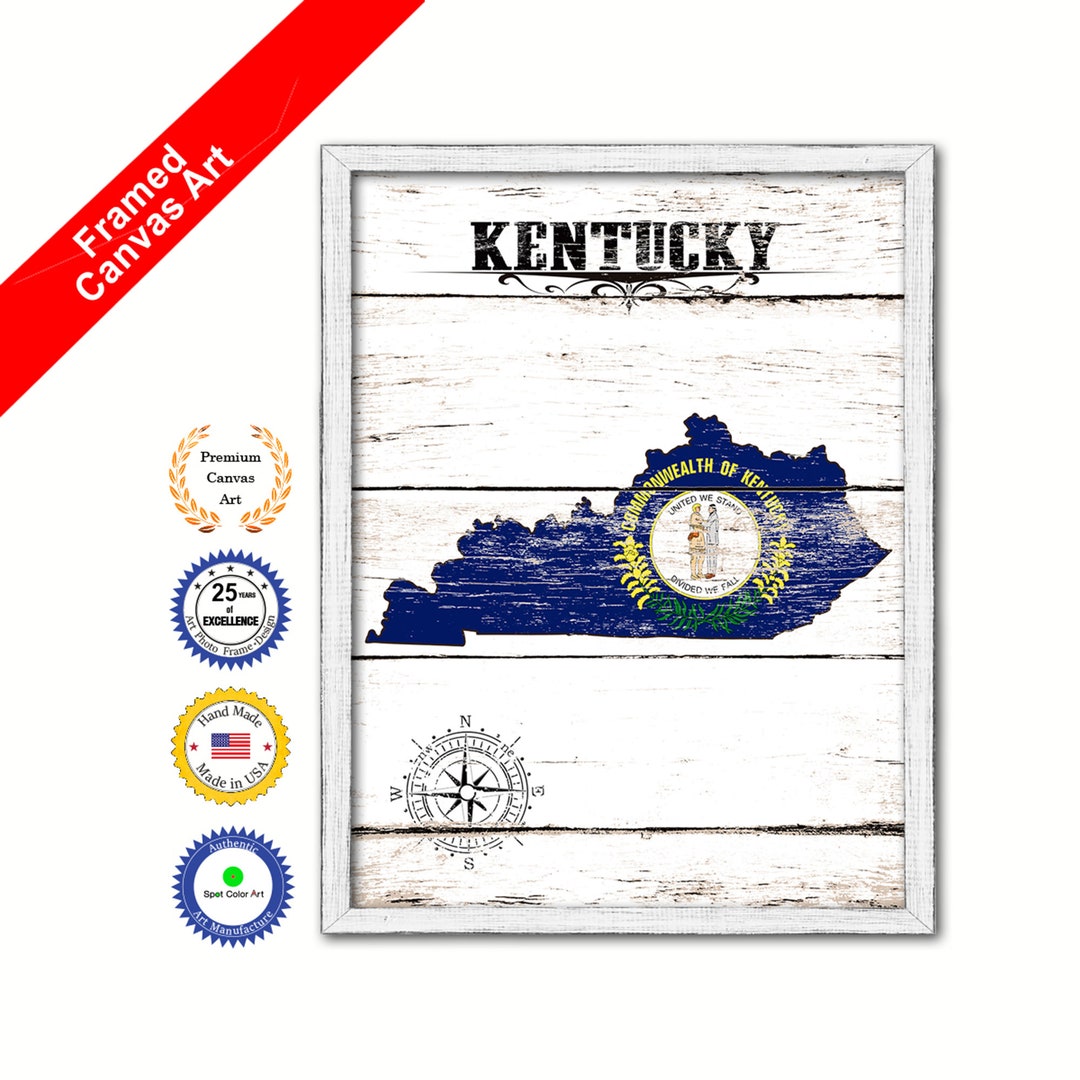 Kentucky State Vintage Flag Gifts Home Decor Wall Art Canvas Print With ...