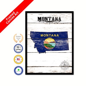 Montana State Vintage Flag Gifts Home Decor Wall Art Canvas Print With ...