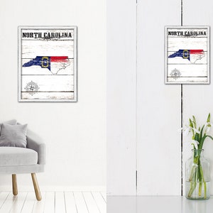 North Carolina State Vintage Flag Gifts Home Decor Wall Art Canvas ...