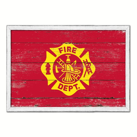 Fire Department Fire Fighter USA Flag White Wash Wood or Black | Etsy