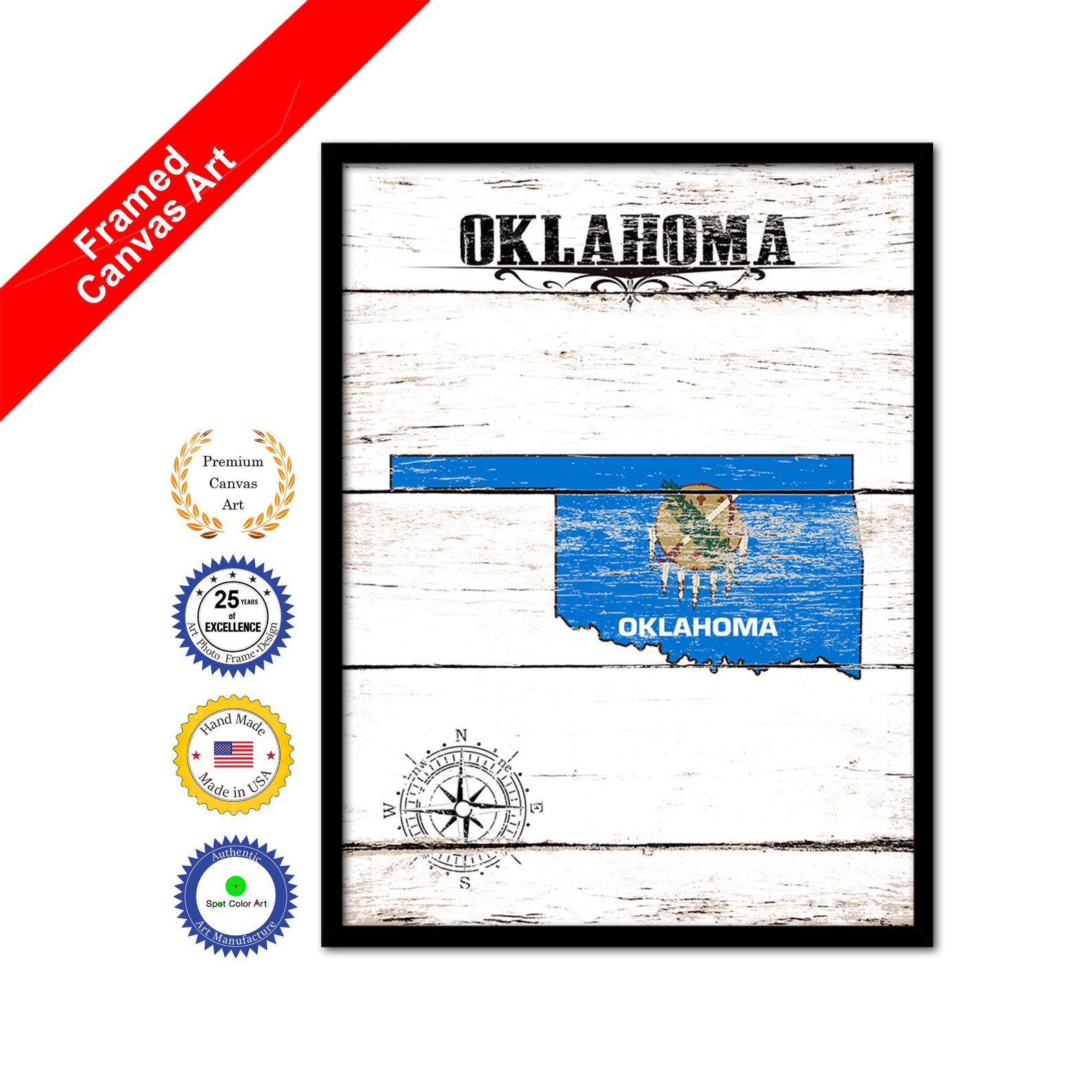 Oklahoma State Vintage Flag Gifts Home Decor Wall Art Canvas | Etsy