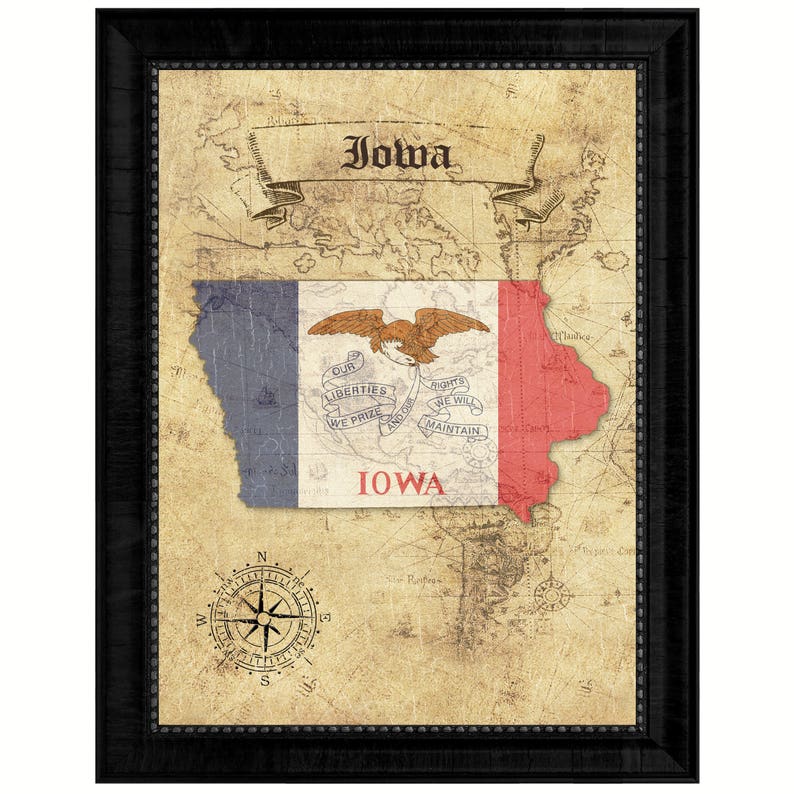 Iowa State Vintage Flag Gifts Home Decor Wall Art Canvas Print - Etsy
