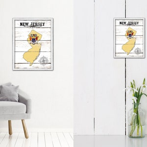 New Jersey State Vintage Flag Gifts Home Decor Wall Art Canvas Print ...