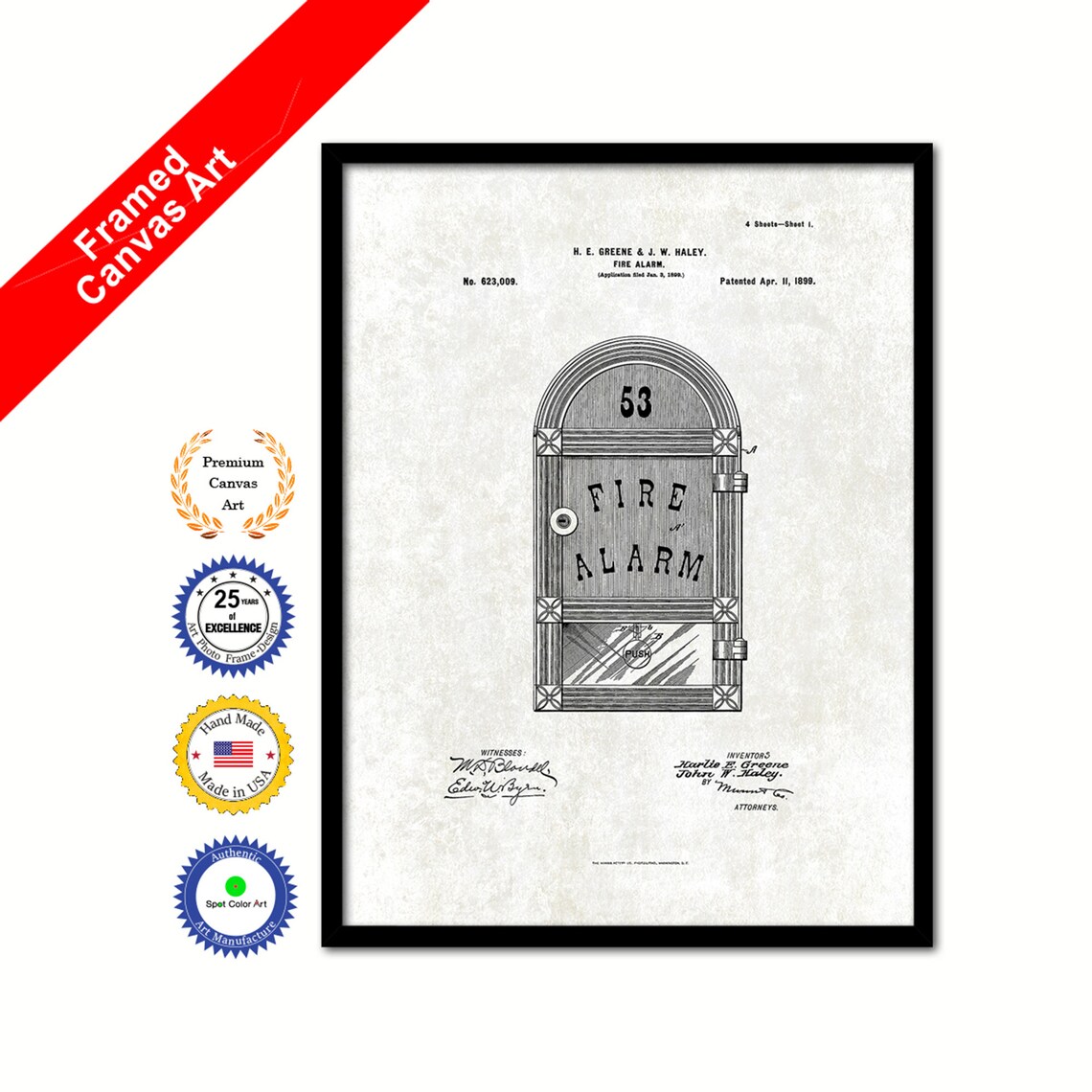 1899 Firefighter Fire Alarm Vintage Patent Artwork Framed - Etsy