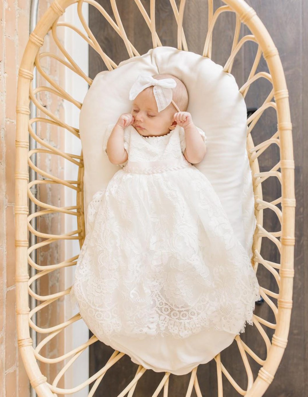 The Sloan White Lace Overlay Dress With Light Pink Sash , (FINAL SALE ...