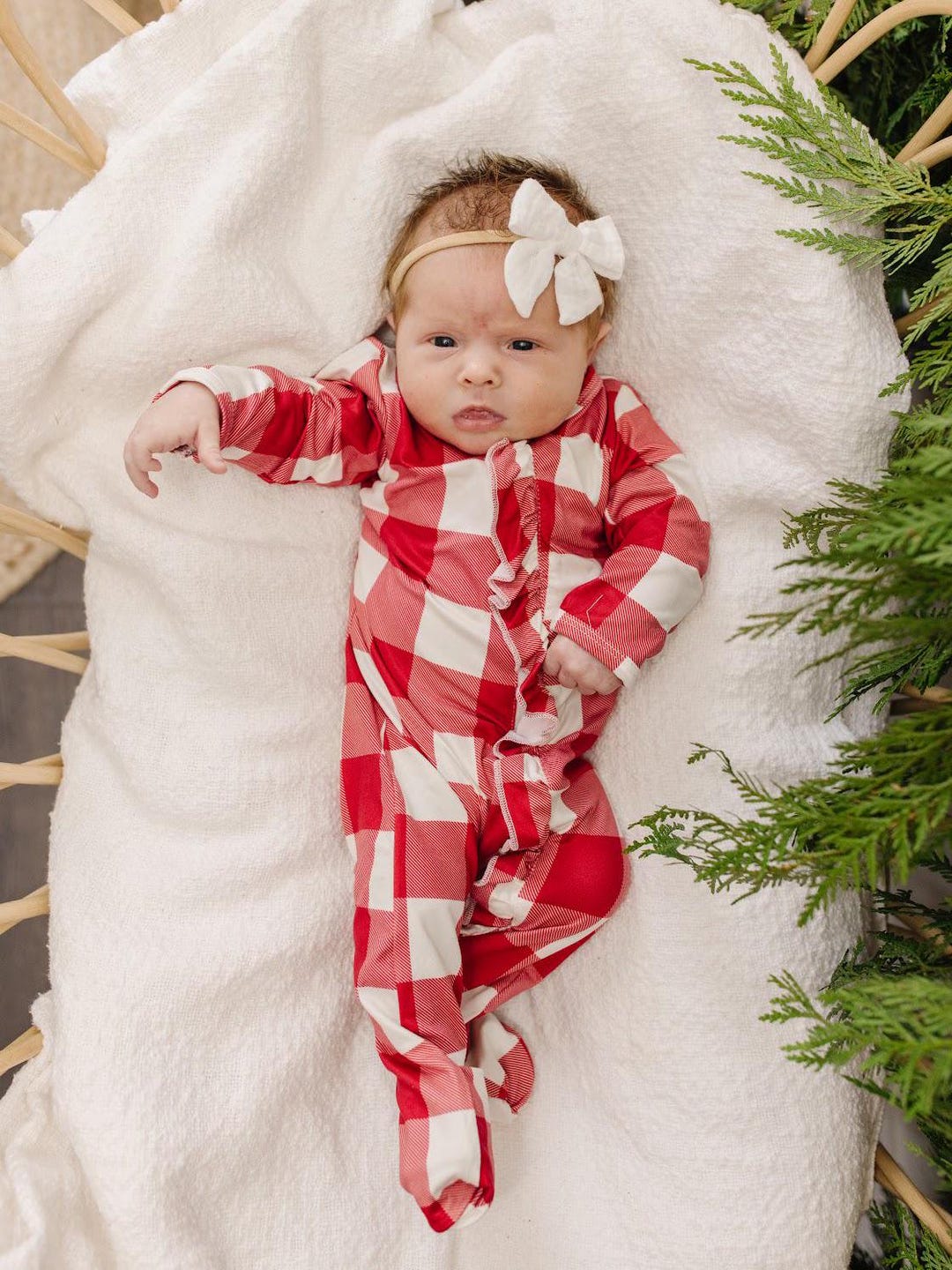 Ruffle Red Buffalo Check Baby Sleeper: Fold-over Cuffs, Christmas ...
