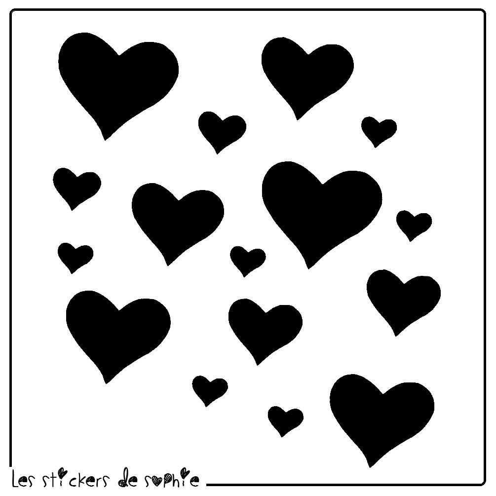 Lot de 16 stickers Coeurs noir à coller sur vos objets murs | Etsy