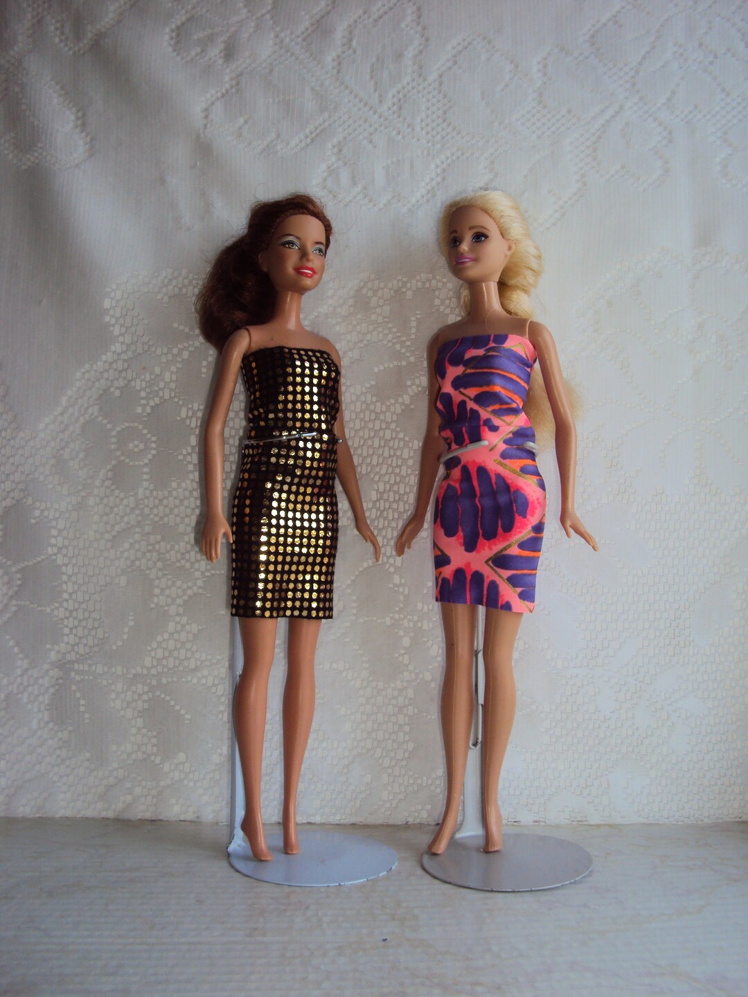 Two Colourful Tube Dresses for Slim Barbie , Lycra, Handmade - Etsy