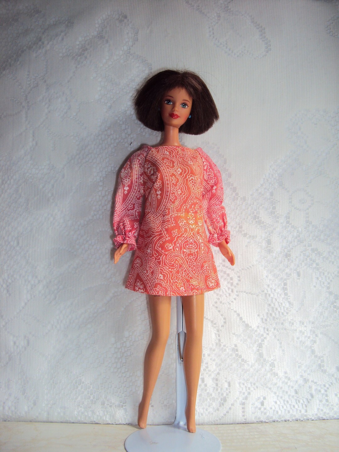 Coral Paisley Barbie Vintage Gogo Style Dress Cotton - Etsy