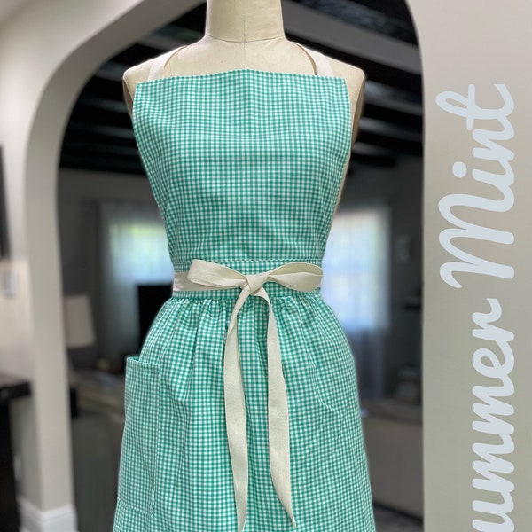 Red Gingham Apron - Etsy