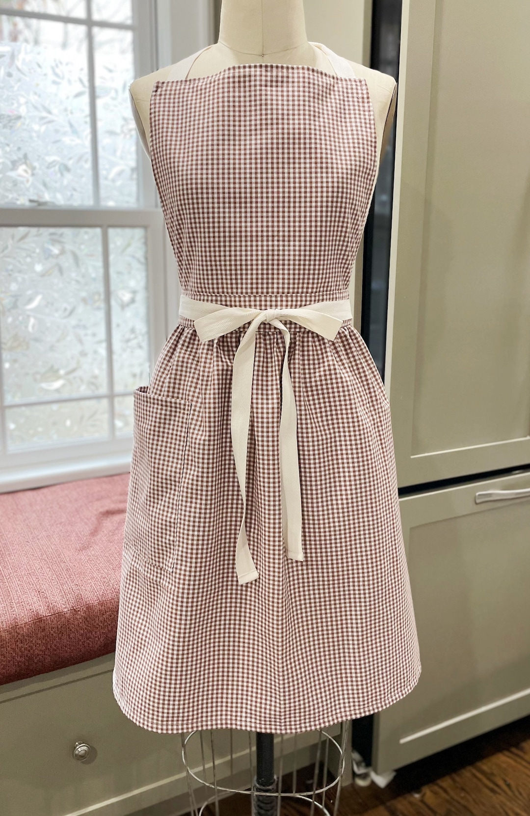 Chocolate Gingham Apron, Farmhouse, Chic, Apron Dress, Aprons for Women ...