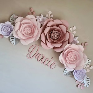 Pink and White Paper Flower Decoration // Girls Wall Flowers - Wall Art ...