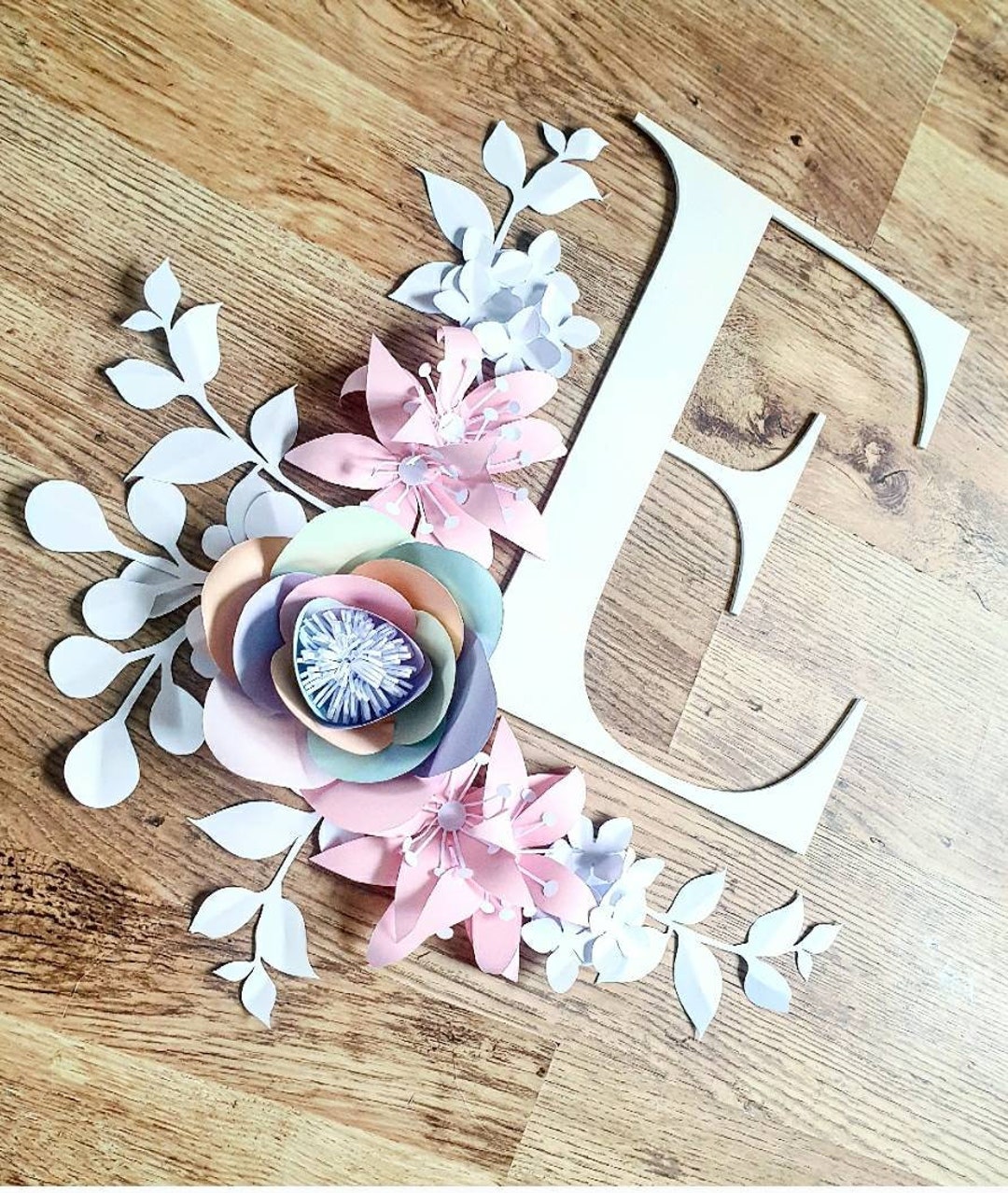 Initial Letter Paper Flower Set Wall Decal Paper Flower Nursery ...