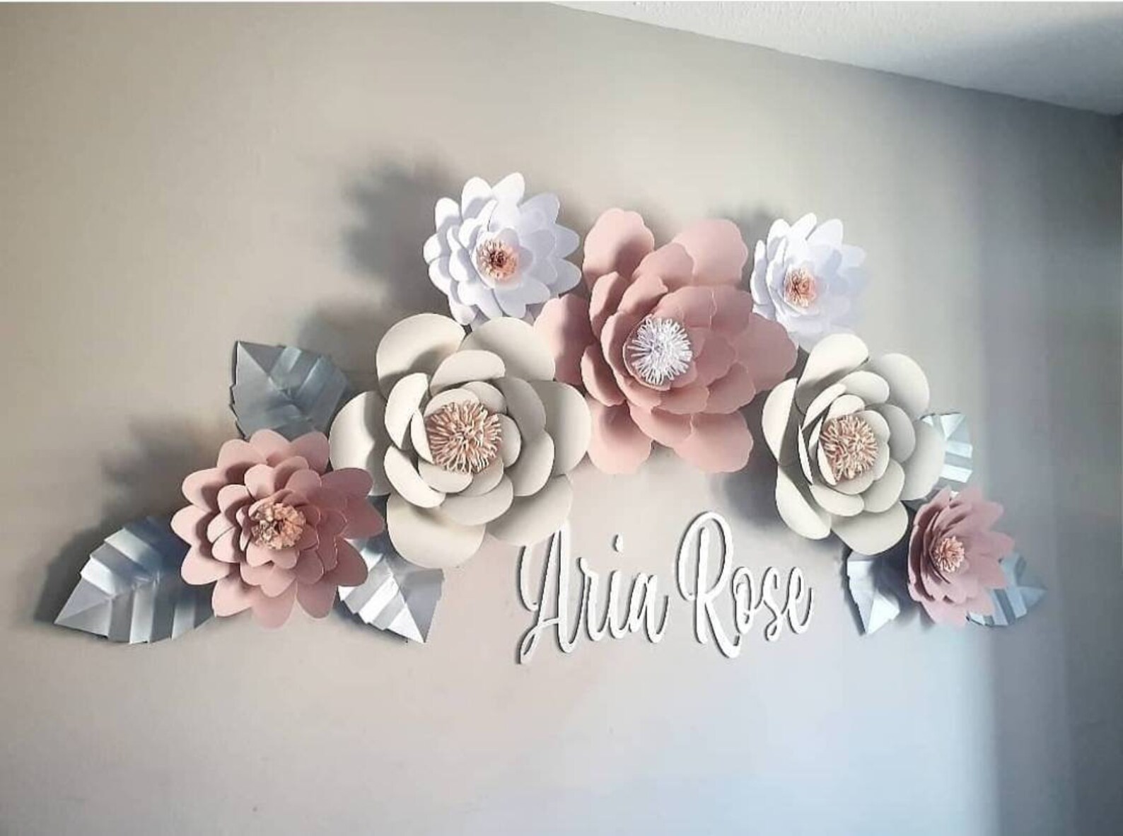 Paper Flowers for Girls // Paper Flowers Uk Pink and Grey - Etsy