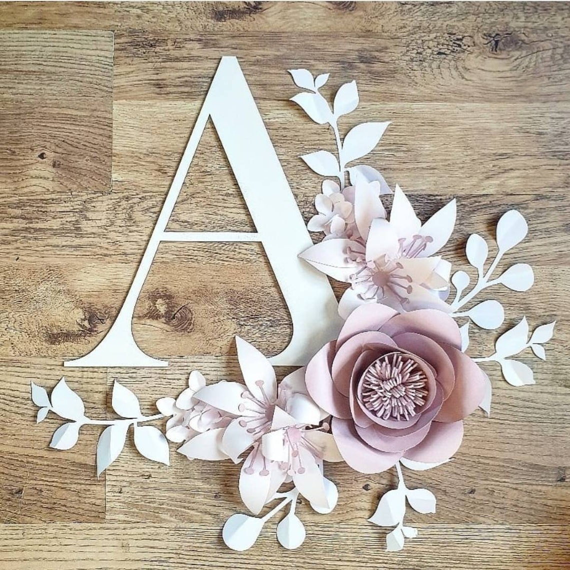 Initial Letter Paper Flower Set Wall Decal Paper Flower - Etsy