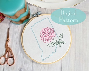 Digital Hand Embroidery Pattern I State of Maine Outline With | Etsy