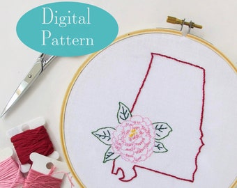Digital Hand Embroidery Pattern I State of Ohio Outline With | Etsy