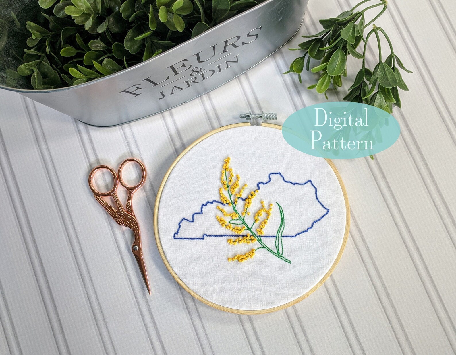 Digital Hand Embroidery Pattern I State of Kentucky Outline - Etsy