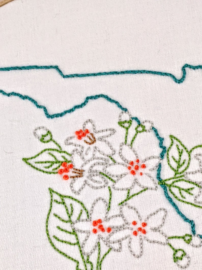 Digital Hand Embroidery Pattern I State of Florida Outline | Etsy