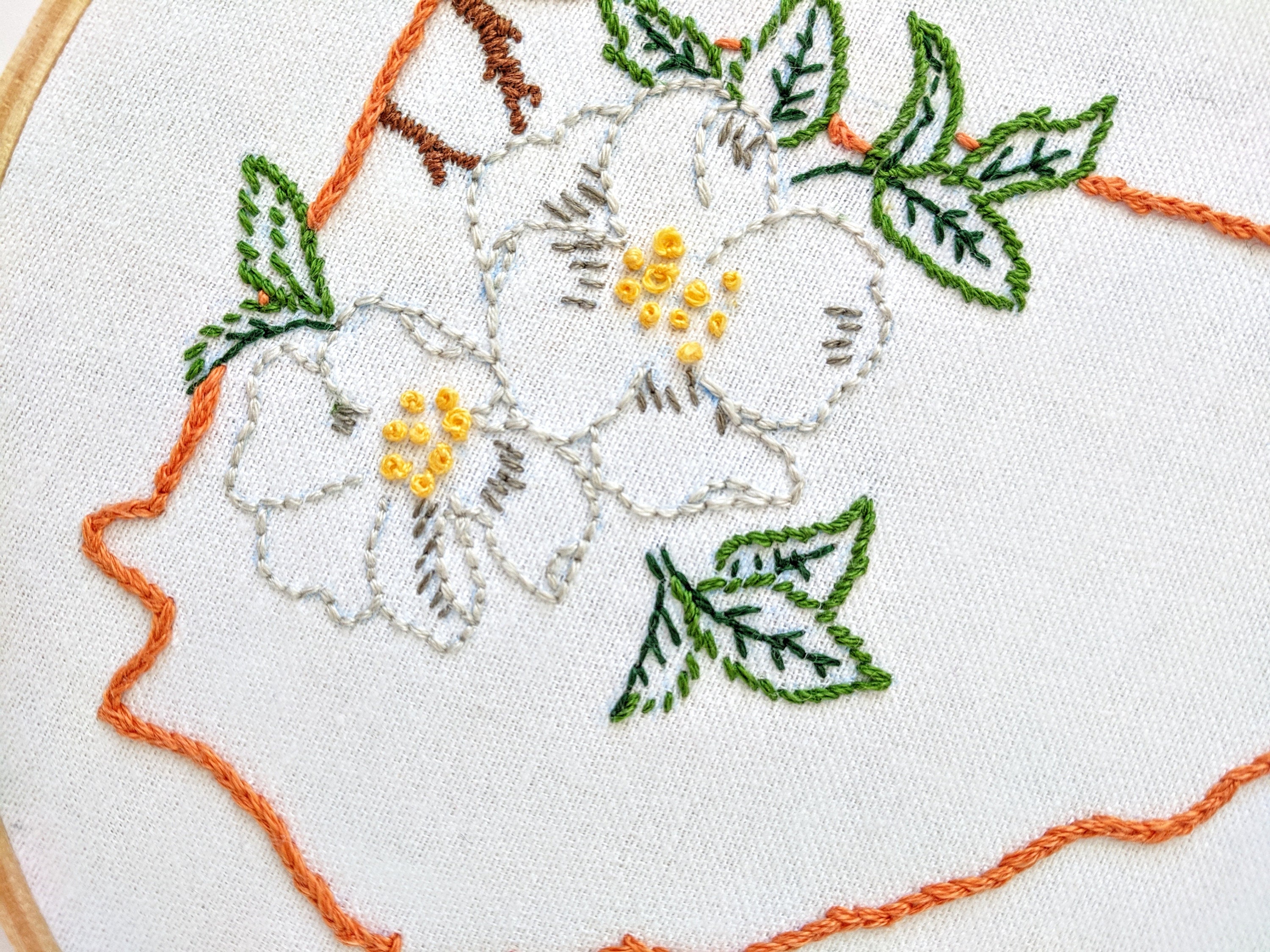 Georgia Cherokee Rose Hand Embroidery Pattern: Beginner DIY (digital ...